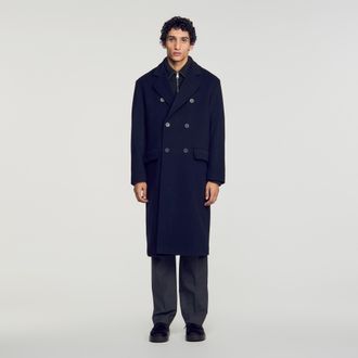 Sandro Manteau laine et cachemire crois&eacute;