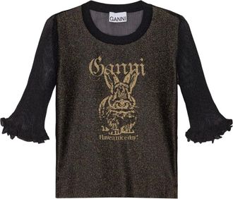 Ganni Damen, Oberteile, Schwarzk, SGröße