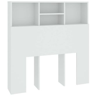 tidyard Bett-Kopfteil mit Ablagen Wei&szlig; Kopfteil-Regal B&uuml;cherregal-Kopfteil 100 x 19 x 103,5 cm (B x T x H),Holzwerkstoff,Wei&szlig;