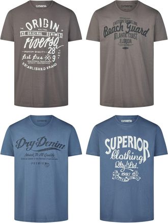 Riverso Tshirt Herren Baumwolle Regular Fit RIVLeon 4er Set Pack Rundhals Kurzarm Sommer Tee Shirt Print, Gr&ouml;&szlig;e:XXL, Farbe:Farbmix 5