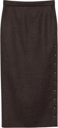 Max Mara Jupe mi-longue feutr&eacute;e - Femme - Jupes - Brun - Taille: 36 FR
