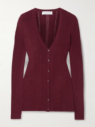 Gabriela Hearst Cardigan En Laine À Mailles Pointelle Lillian - Rouge