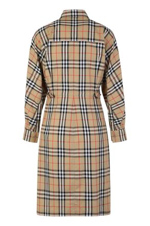 Burberry Womens Chiffon Check Dress Sand Ip Cotton