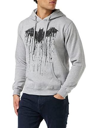 DC Comics Chandail à Capuchon à Manches Longues Batman Paint de pour Homme, Coupe Classique, Gris (Grey SPO), Taille XL (Taille du Fabricant : X-Large)