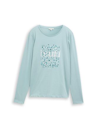 Tom Tailor Damen 1048951 Langarmshirt mit Print, 27450-White Moss, M