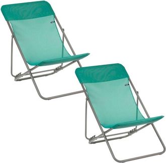 Lafuma Mobilier Lot De 2 Transats Jardin Pliants Multi-positions - Maxi Transat - Batyline Iso - Vert Chlorophylle - Lafuma Mobilier