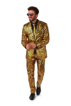 OppoSuits Gl&auml;nzender Star-Anzug f&uuml;r Herren - Weihnachts- und Silvester-Party-Outfit - Inklusive Blazer, Hose und Krawatte - Schwarz