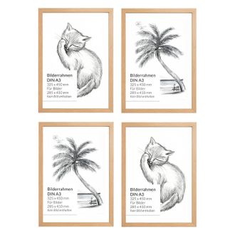 Licht-Erlebnisse Bilderrahmen Set 4 St&uuml;ck DIN A3 Rahmen Holz Kunststoff bruchsicher 32,5 x 45 cm eckig Fotorahmen f&uuml;r Zertifikate Urkunden Bilder