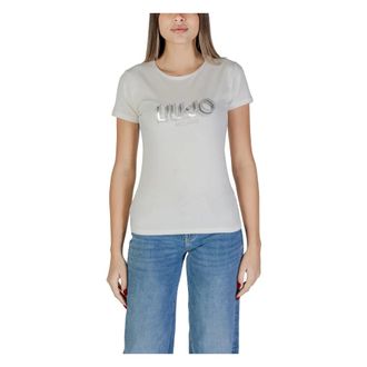 Liu Jo Femme, Tops, Blanc, Taille: 40 FR T-shirt Blanc &agrave; Manches Courtes et Col Rond