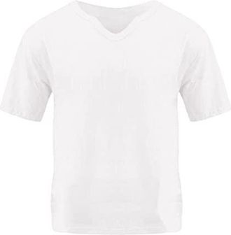 Generic T-shirt basique &agrave; manches courtes pour homme - Col en V - Solide - L&acirc;che - En lin - Pour lint&eacute;rieur et lext&eacute;rieur - Pour sports dint&eacute;rieur et dext&eacute;rie