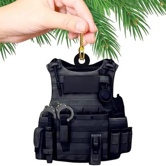 Generic Weihnachtsanhänger, Polizei-Feuerwehrmann-Ausrüstung, Dekoration, Landhaus-Baumdekoration mit Seilen Zum Aufhängen, Größe 9 X 9 cm, Beidseitig Bedruck