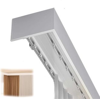 Generic Ultra-Thin Curtain Track Aluminum Dual Ceiling Track System, Fenster-Vorhangkasten Vorhangschiene Vorhangschienensystem 3-in-1-Vorhangkasten Und Doppe