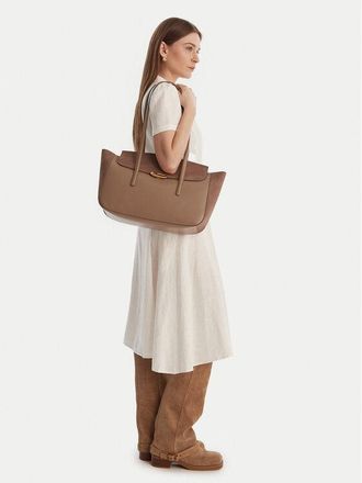 Calvin Klein Handtasche Hardware Brushed Flap Tote Bag LV04F3336G Beige