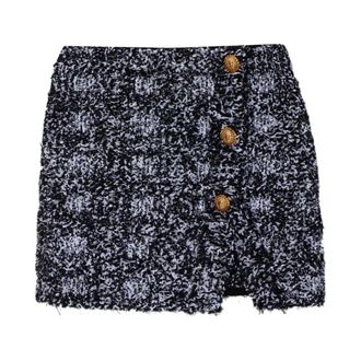 Balmain Femme, Jupes, Noir, Taille: 40 FR Mini-jupe effiloch&eacute;e &agrave; boutons