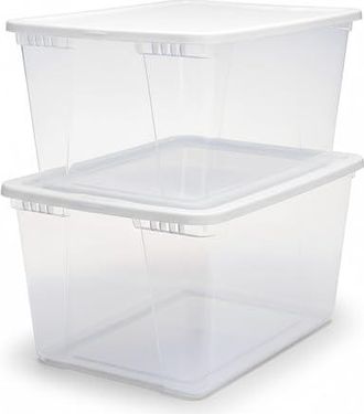 Homz Snaplock transparenter Aufbewahrungsbeh&auml;lter mit Deckel, Gr&ouml;&szlig;e XL, 56 Quart, Wei&szlig;, 2 St&uuml;ck