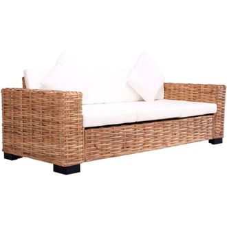 vidaXL Vidaxl - Canap&eacute; &agrave; 3 places de jardin Rotin naturel