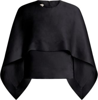 Alberta Ferretti Femme, Vestes, Noir, Taille: 40 FR Haut cape en organza de soie