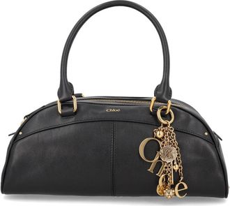 Chlo&eacute; Womens Bowling Bag Black Leather Shoulder