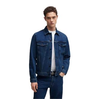 HUGO BOSS Jeansjacke f&uuml;r Herren, Gerader Saum (Mittelblau)