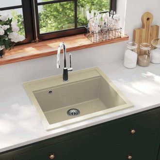 vidaXL Granitsp&uuml;le Einzelbecken Beige - Vidaxl