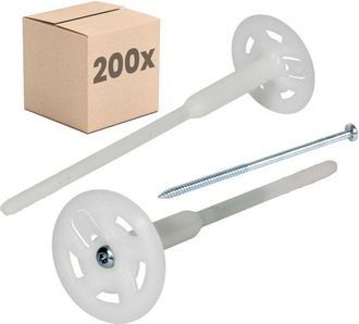 Protektor D&auml;mmstoff-Schraubd&uuml;bel WDVS D&uuml;bel f&uuml;r Fassadend&auml;mmung - 22cm, 200 St&uuml;ck, Wei&szlig;