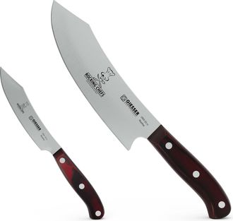 GIESSER seit 1776 - Made in Germany - PremiumCut, Rocking Chef, Messerset 2 teilig, Kochmesser 20 cm, Officemesser 10 cm, Micarta, rot, rostfrei, Grillmessers
