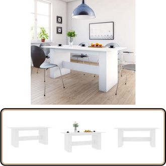 vidaXL Vidaxl - Table à manger Blanc 180x90x76 cm Bois dingénierie - Table à Manger Blanche - Table à Manger Design - Table à Manger Moderne - Table à