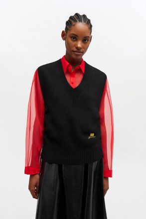 Ganni Gilet sans manches en m&eacute;lange de laine Noir - Taille L - Pour Femme