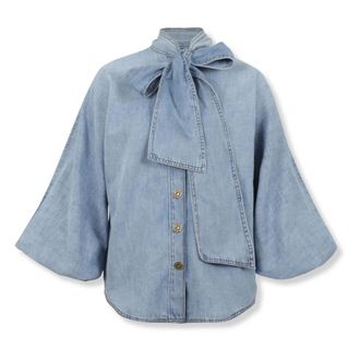 Zimmermann Femme, Blouses et Chemises, Bleu, Taille: 36 FR Blouse Indra &agrave; nouer