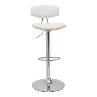 Miliboo Design-Barhocker h&ouml;henverstellbar wei&szlig; und helles Holz vasco