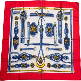 Herm&egrave;s T&uuml;cher & Schals - Hermes Classic Harnais Silk Carre 90 Scarf Tuch - Gr. unisize - in Rot - f&uuml;r Damen
