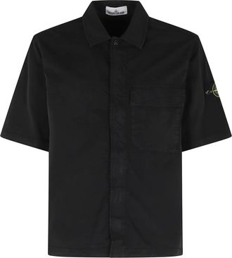 Stone Island Homme, Chemises, Noir, Taille: 2XL Chemise &agrave; Manches Courtes avec Poche de Poitrine