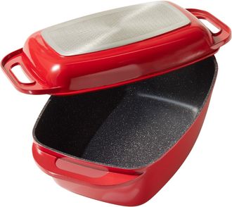 STONELINE Aluguss Bräter mit Deckel 43x26 cm, 8,4 L Bräter Induktion Backofengeeignet Für alle Herdarten, Deckel als Auflaufform verwendbar, Topf Antihaft Besch