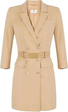 Elisabetta Franchi robe courte ceintur&eacute;e &agrave; revers - Tons neutres