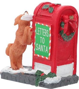 Artibetter D&eacute;Coration De No&euml;L en R&eacute;Sine - Figurine De Bo&icirc;Te Aux Lettres avec Petit Chien Rouge, Ornement pour Table De Desserts Et Sapin De No&euml;L, 5,5 X 3 X 6 Cm