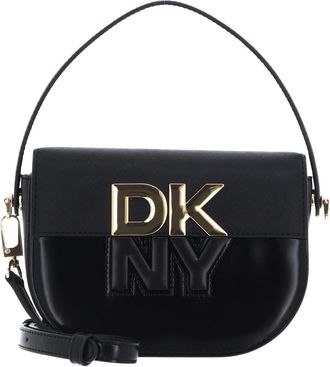 DKNY Womens Echo Small Flap Crossbody, Black/Gold
