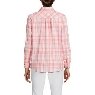 Lands End Lange leichte Flanellbluse, Damen, Gr&ouml;&szlig;e:44-46 regular, Pink, by Lands End