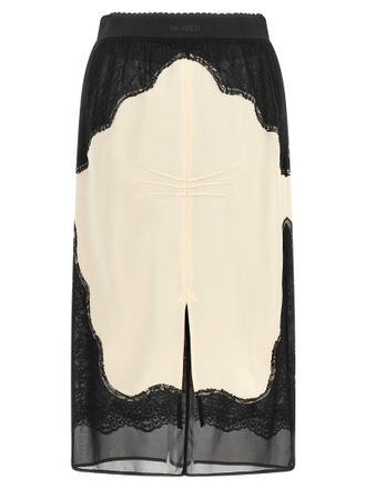 The Attico Lace-Insert Midi Skirt - White