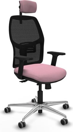 Piqueras y Crespo Schreibtischstuhl mit Rollen in Rosa Alfera mit 2D-Armlehnen, h&ouml;henverstellbare Lendenwirbelst&uuml;tze und h&ouml;henverstellbares Kopfteil und Neigung, Schwar