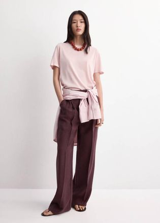 Mango Kurzarm-Strickjersey pastellrosa - Damen - 1XL - MANGO