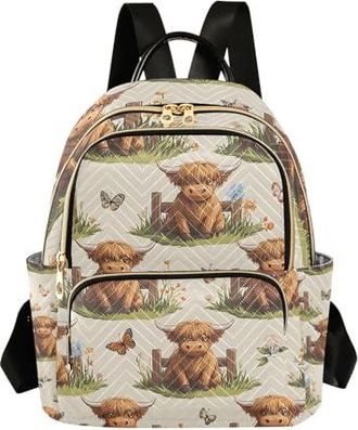 Mnsruu Mini sac à dos pour femme Motif vaches Highland Style western, Multi139, S