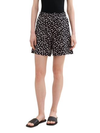 Tom Tailor Damen Basic Stoff-Shorts, black flower minimal print, XXL