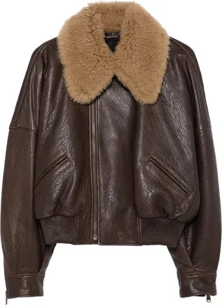 Petar Petrov Shearling-collar Leather Jacket