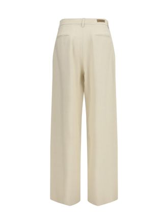Jacob Cohen Womens Wide Leg Canvas Pants Light Beige Viscose; Silk Trousers