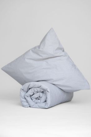 Mela unisex vegan Bettw&auml;scheset Majuli Blau/Naturwei&Atilde;Y Gestreift