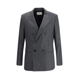 Ami Homme, Vestes, Vert, Taille: XS Veste Blazer Croisée en Laine Vierge