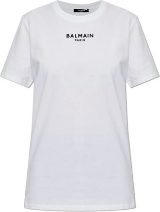 Balmain Femme, Tops, Blanc, Taille: 38 FR T-shirt avec logo brod&eacute;