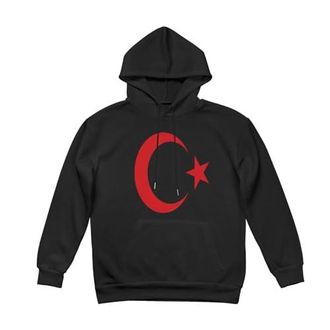 Generic Sweat &Agrave; Capuche Patriotique Turquie Embl&egrave;me National Amusant Embl&egrave;me National Imprim&eacute; Graphique Sweat &Agrave; Capuche avec Poches Doublure Polaire Unisexe S