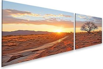 Islandburner Tableau sur toile Coucher de soleil sur la savane africaine Paysage calme Images murales Poster