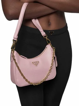 Prada Womens Mini Top-Handle Bag Re-Edition Pink Calf Leather Handbags Hand